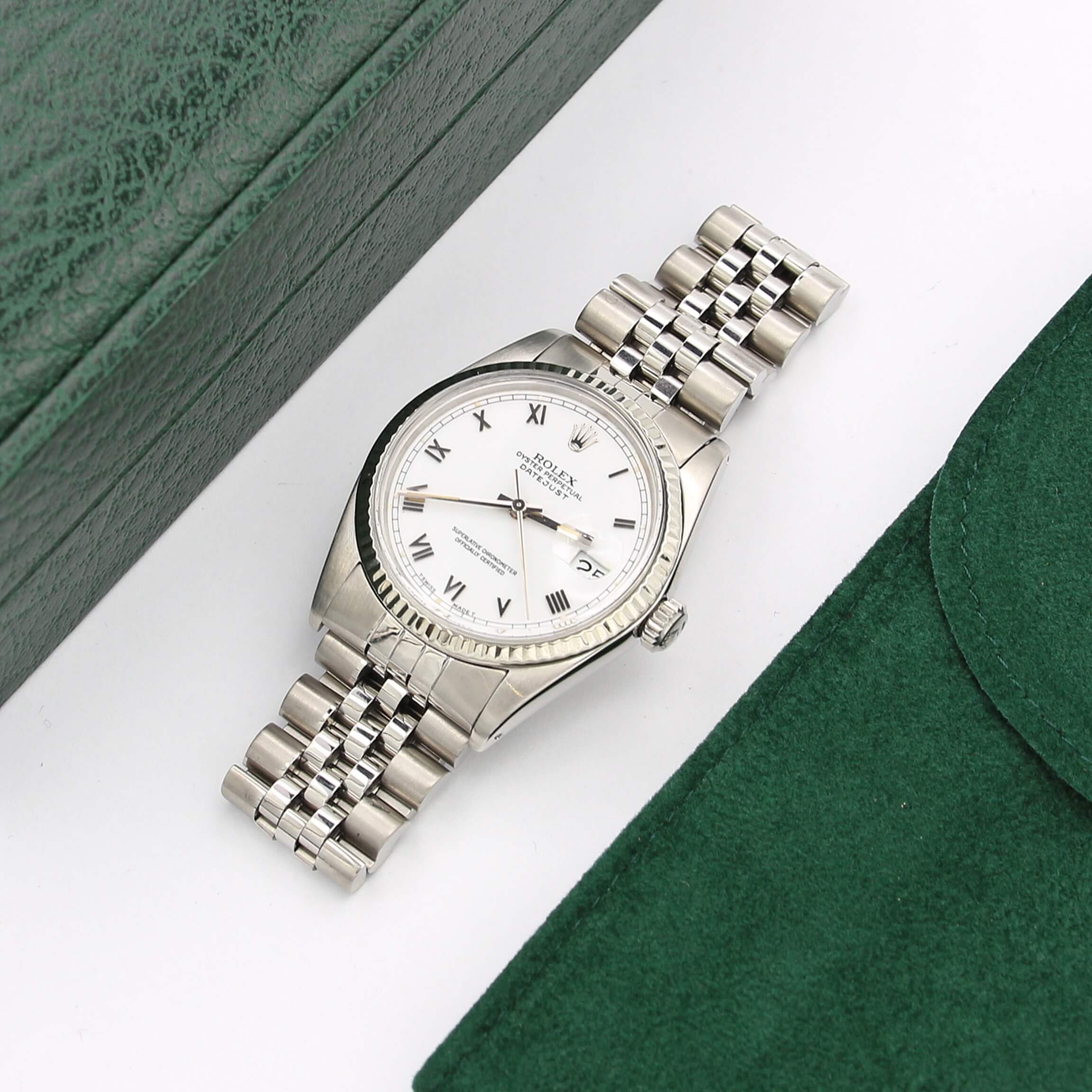 Rolex Datejust ref. 16014 - White Small Roman dial – Debonar Watches Sp ...