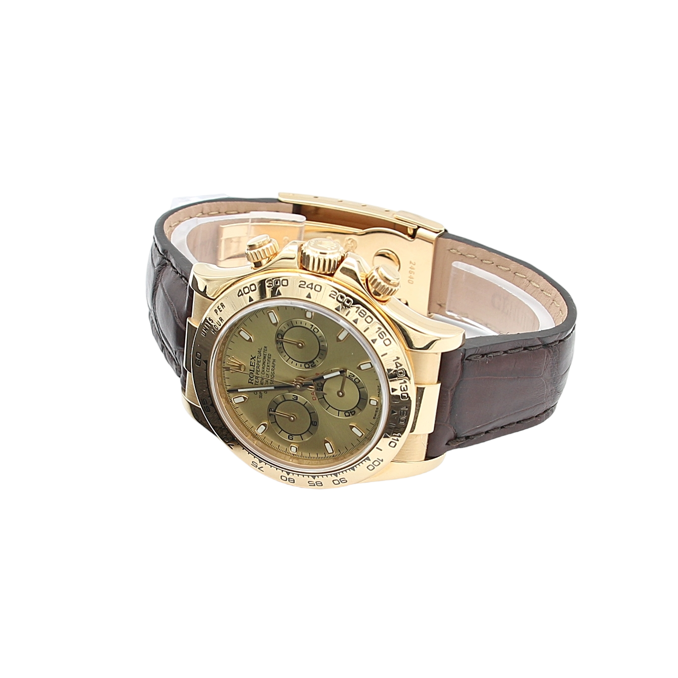Rolex Daytona 116518 Leather Strap - Champagne dial with gold subdials ...