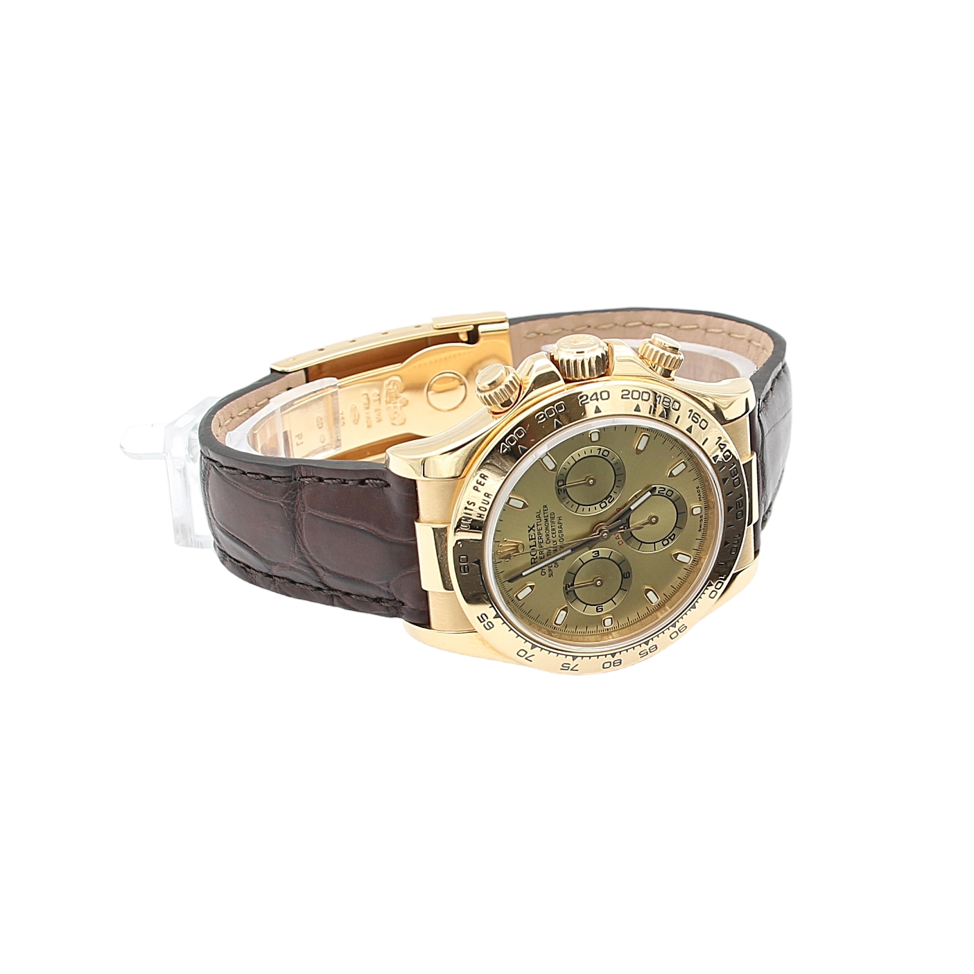 Rolex Daytona 116518 Leather Strap - Champagne dial with gold subdials ...