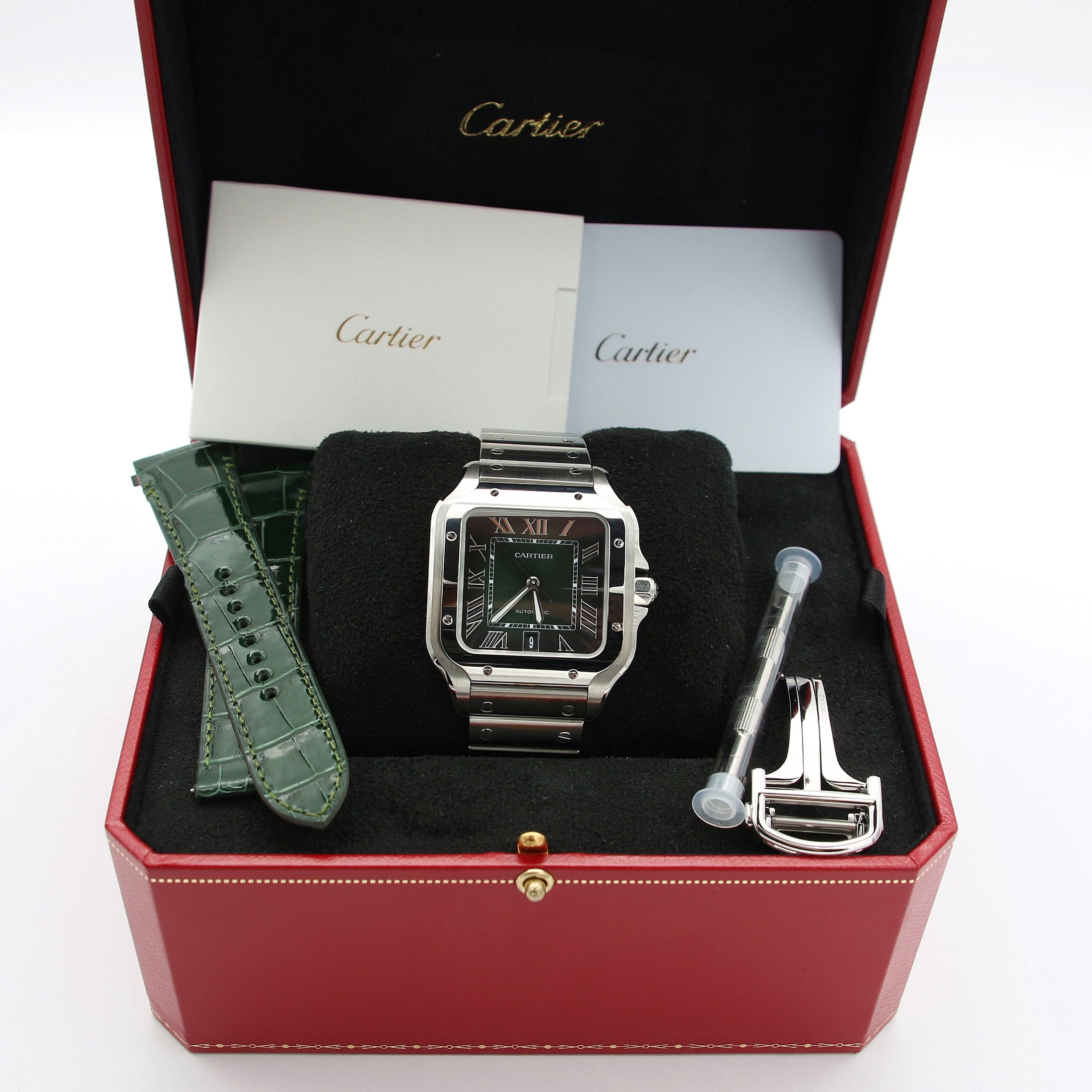 Buy Online Cartier Santos WSSA0062- Green Dial - Full Set – Debonar ...