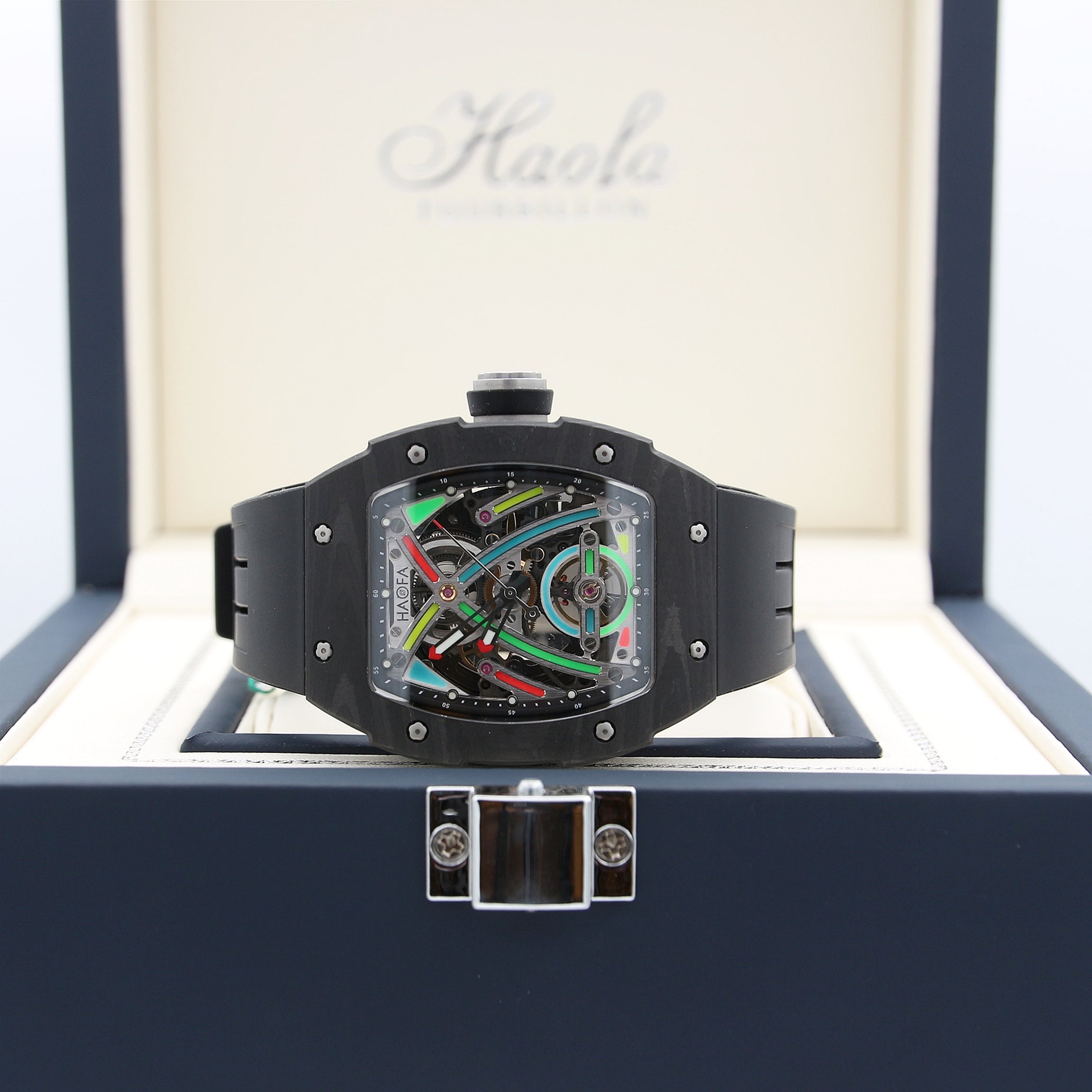 Buy Watch Haofa Skeleton Mechanical Watches for Men Carbon Fiber ...