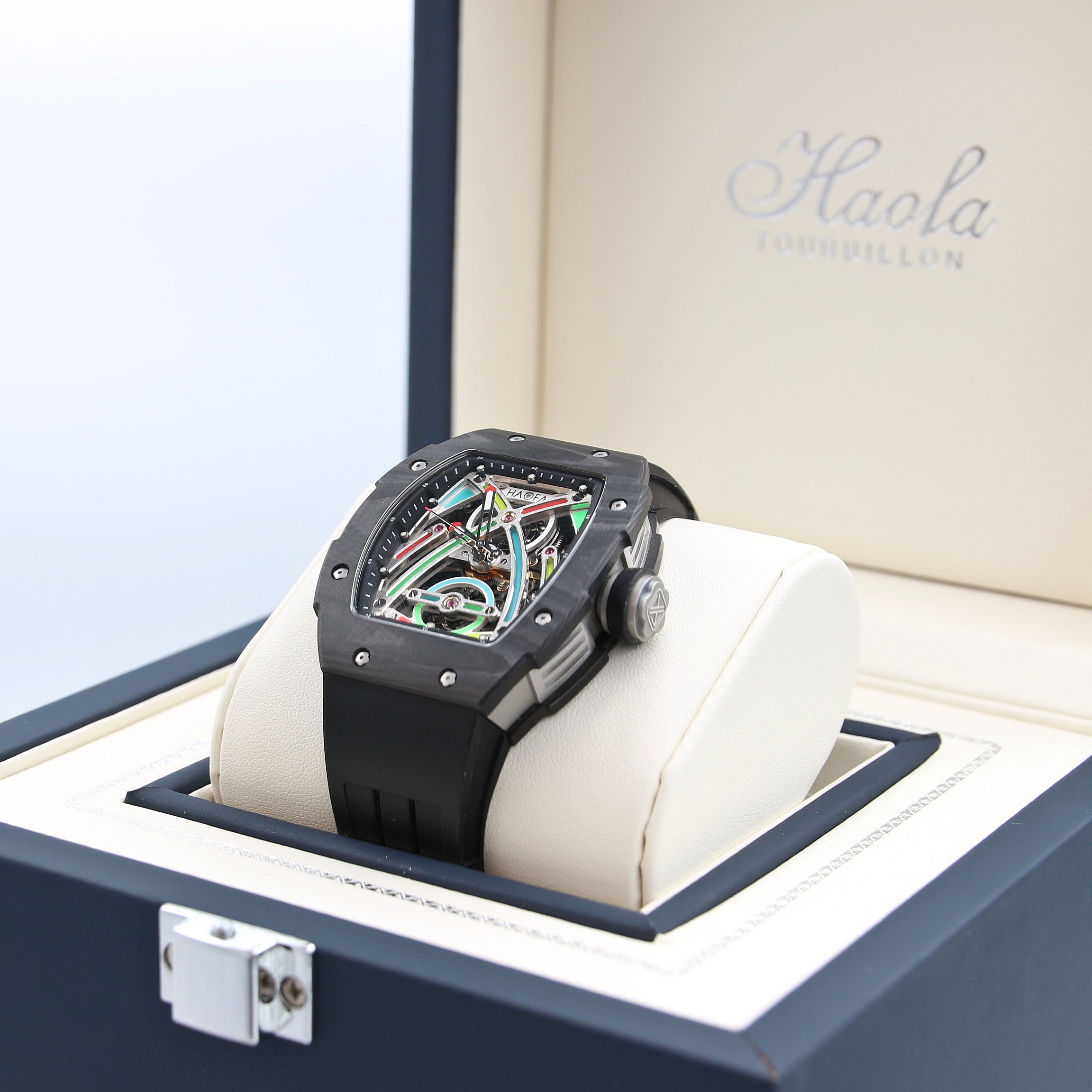 Buy Watch Haofa Skeleton Mechanical Watches for Men Carbon Fiber ...