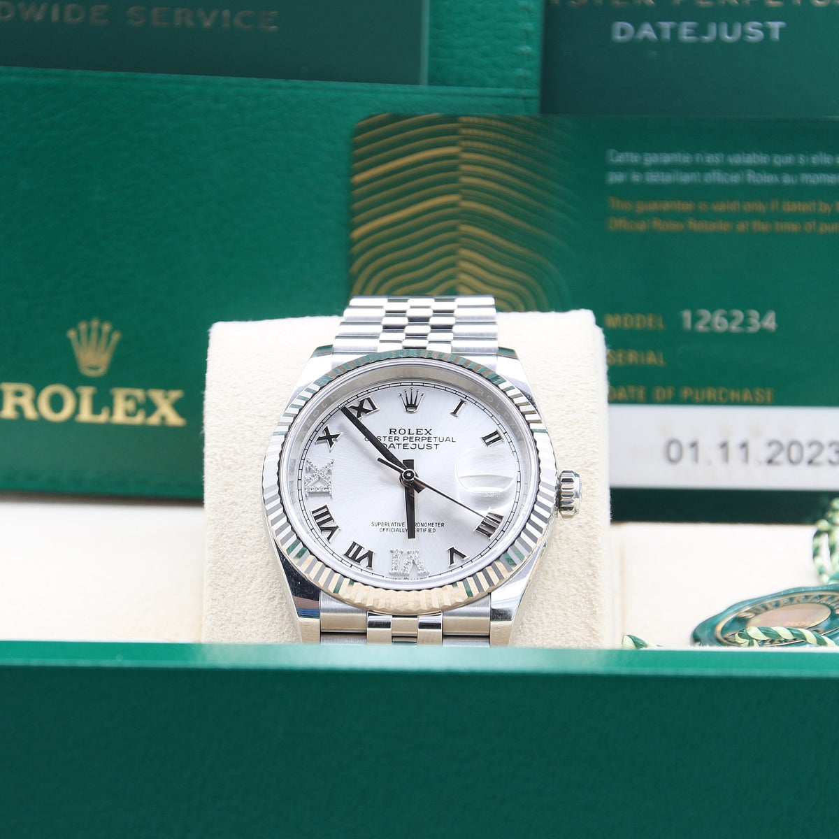 Buy Watch Rolex Datejust ref. 126234 Silver Diamonds VI XI Dial - Full ...