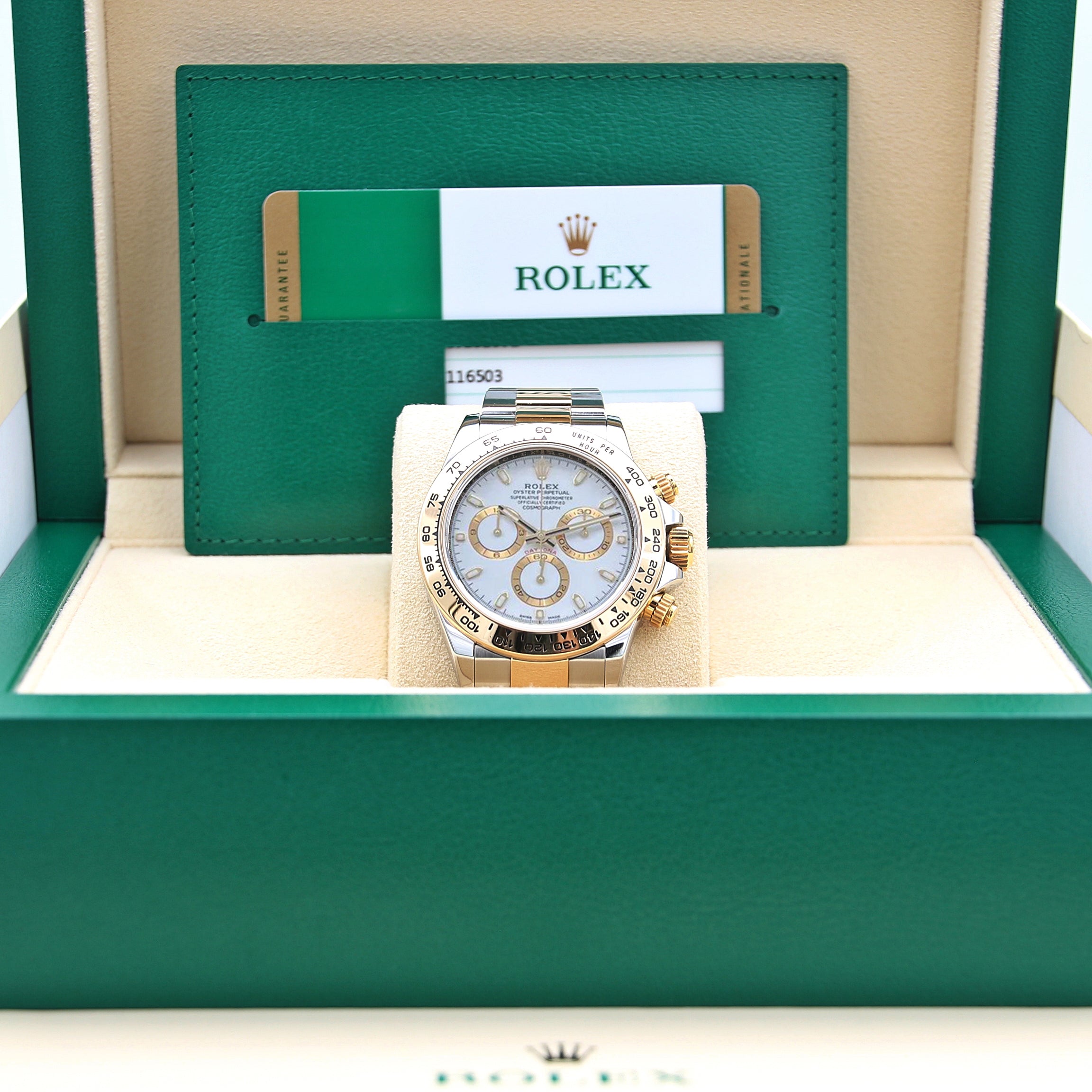Rolex Daytona ref. 116503 steel/gold - White dial w/golden subs - Full ...
