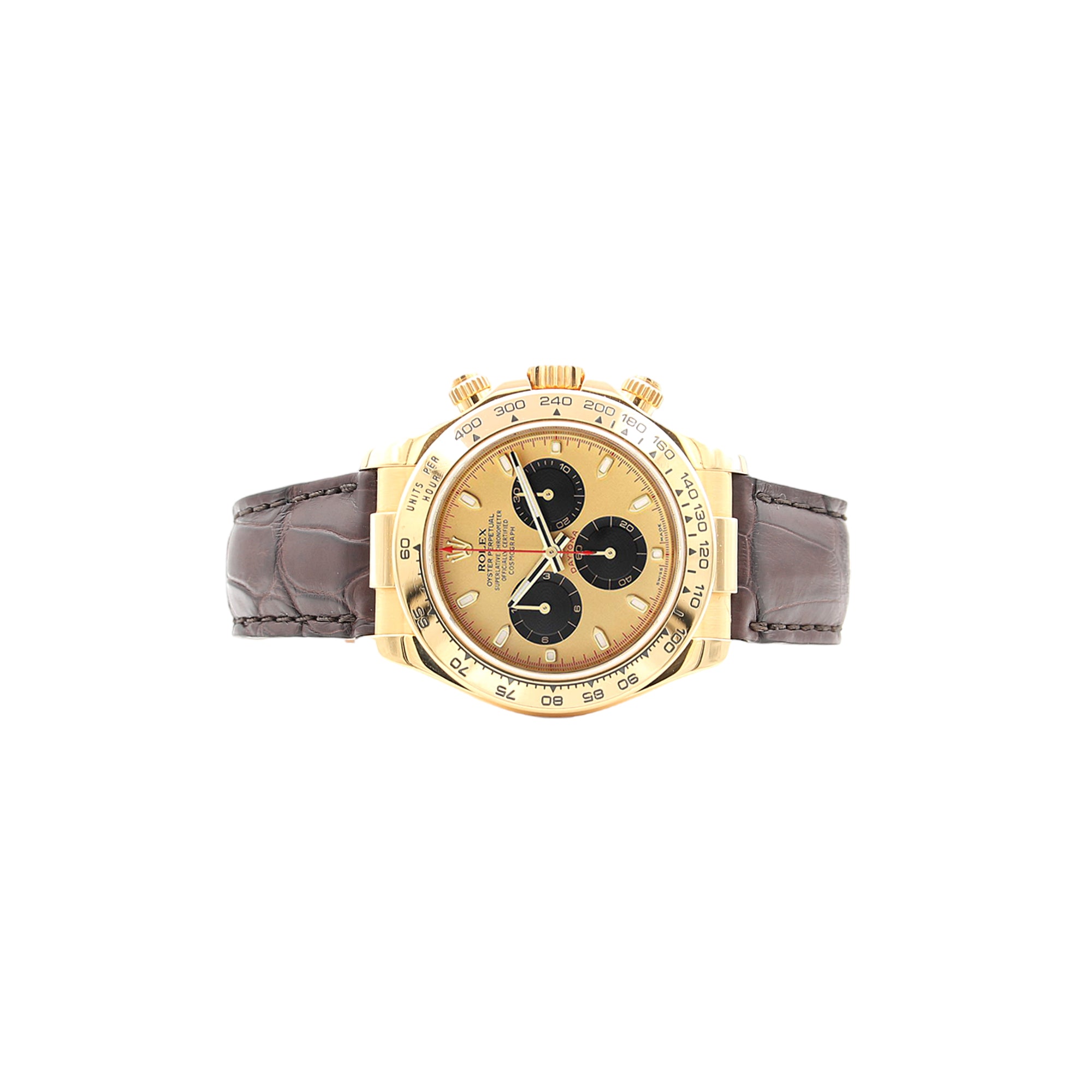 Rolex Daytona 116518 Leather Strap - Champagne dial with black subdials ...