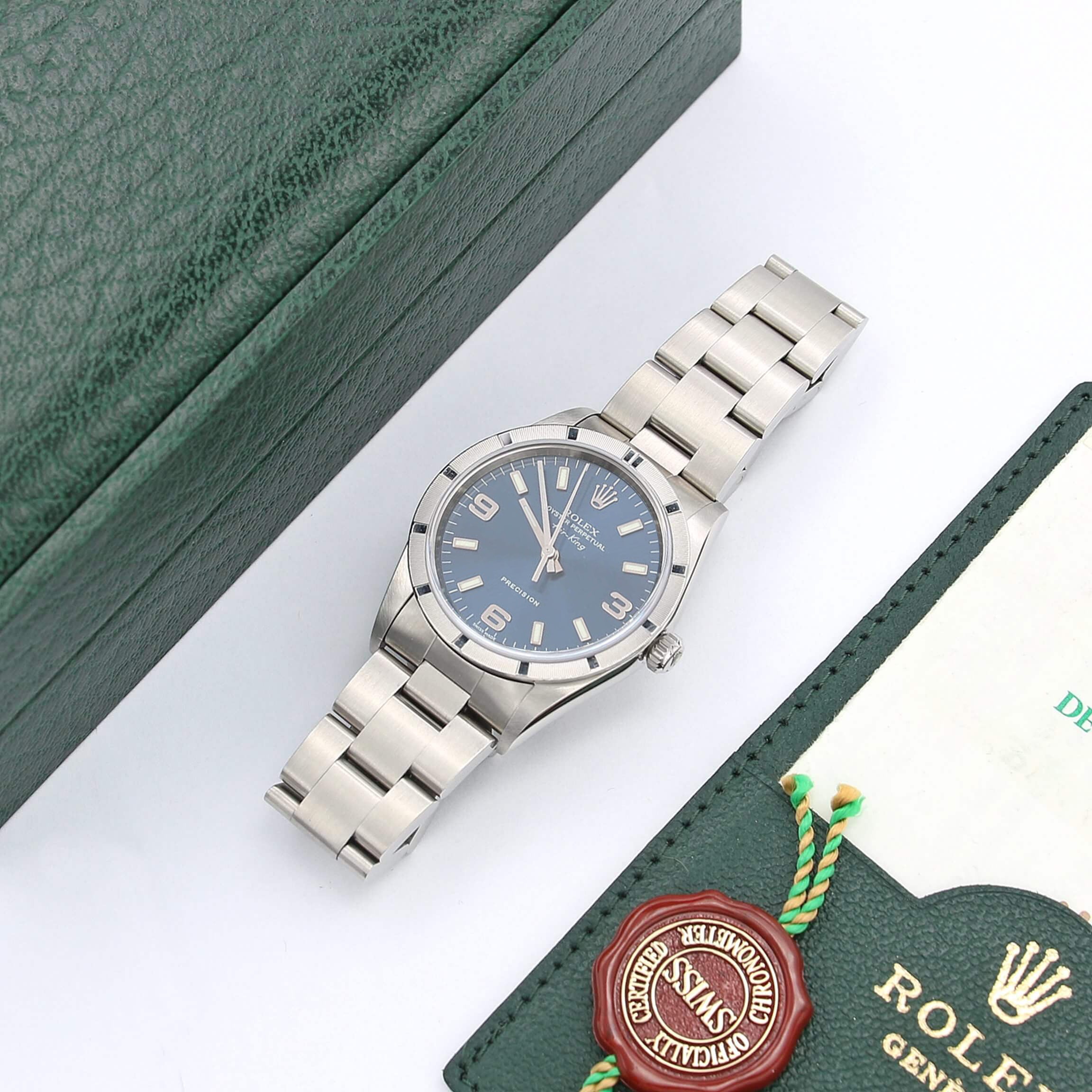Rolex Air King ref. 14010 Blue 3-6-9 dial - Full Set – Debonar Watches ...