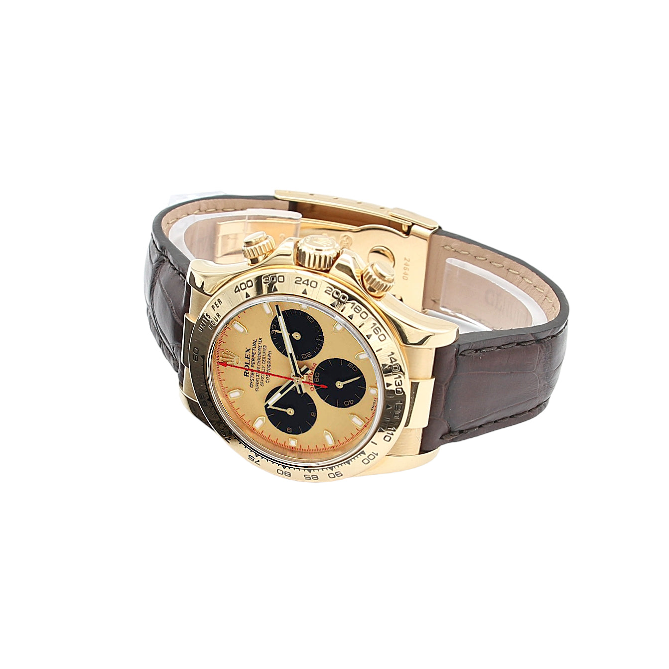 Rolex Daytona 116518 Leather Strap - Champagne dial with black subdials ...