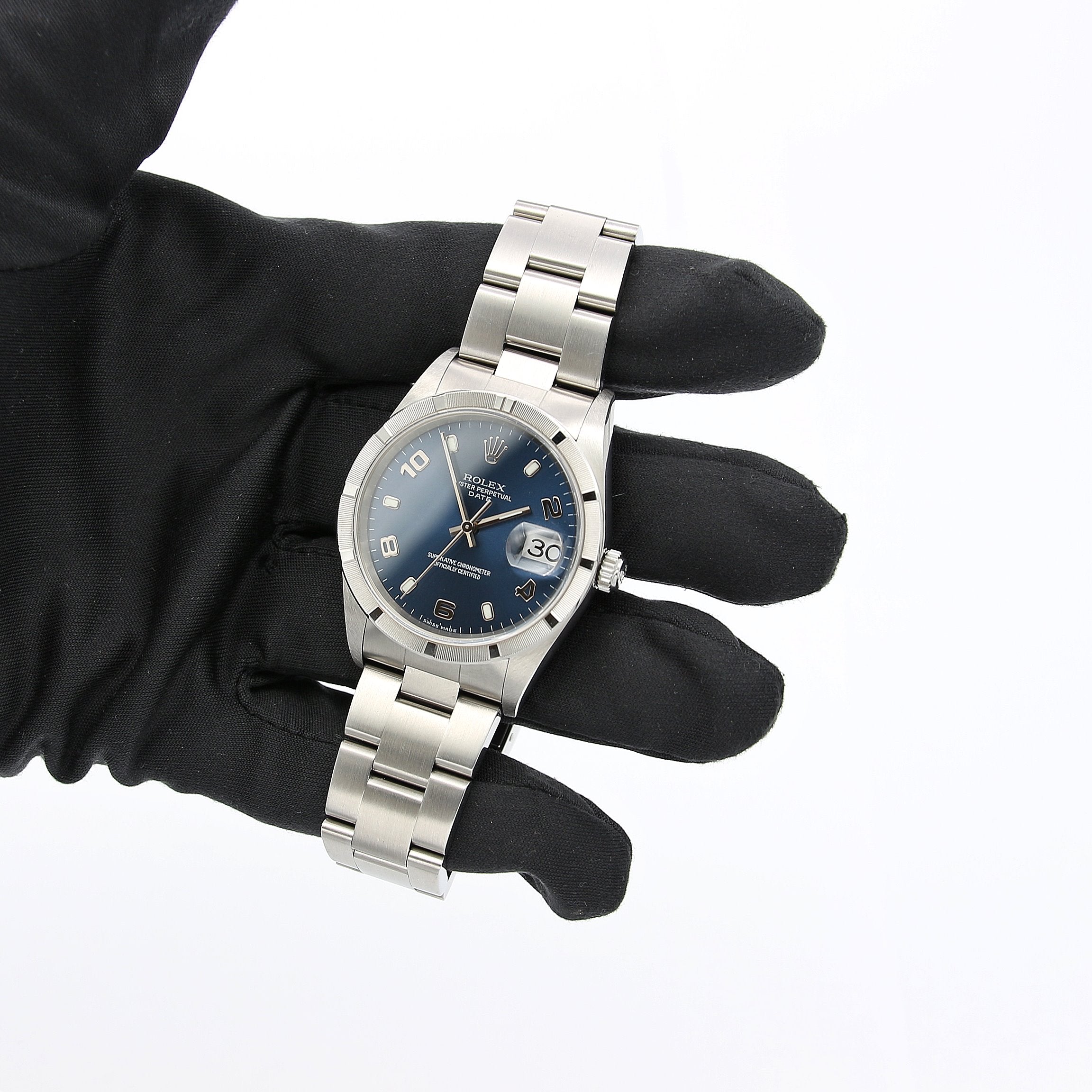 Rolex Oyster Perpetual Date ref. 15210 - Blue Arabic Dial – Debonar ...