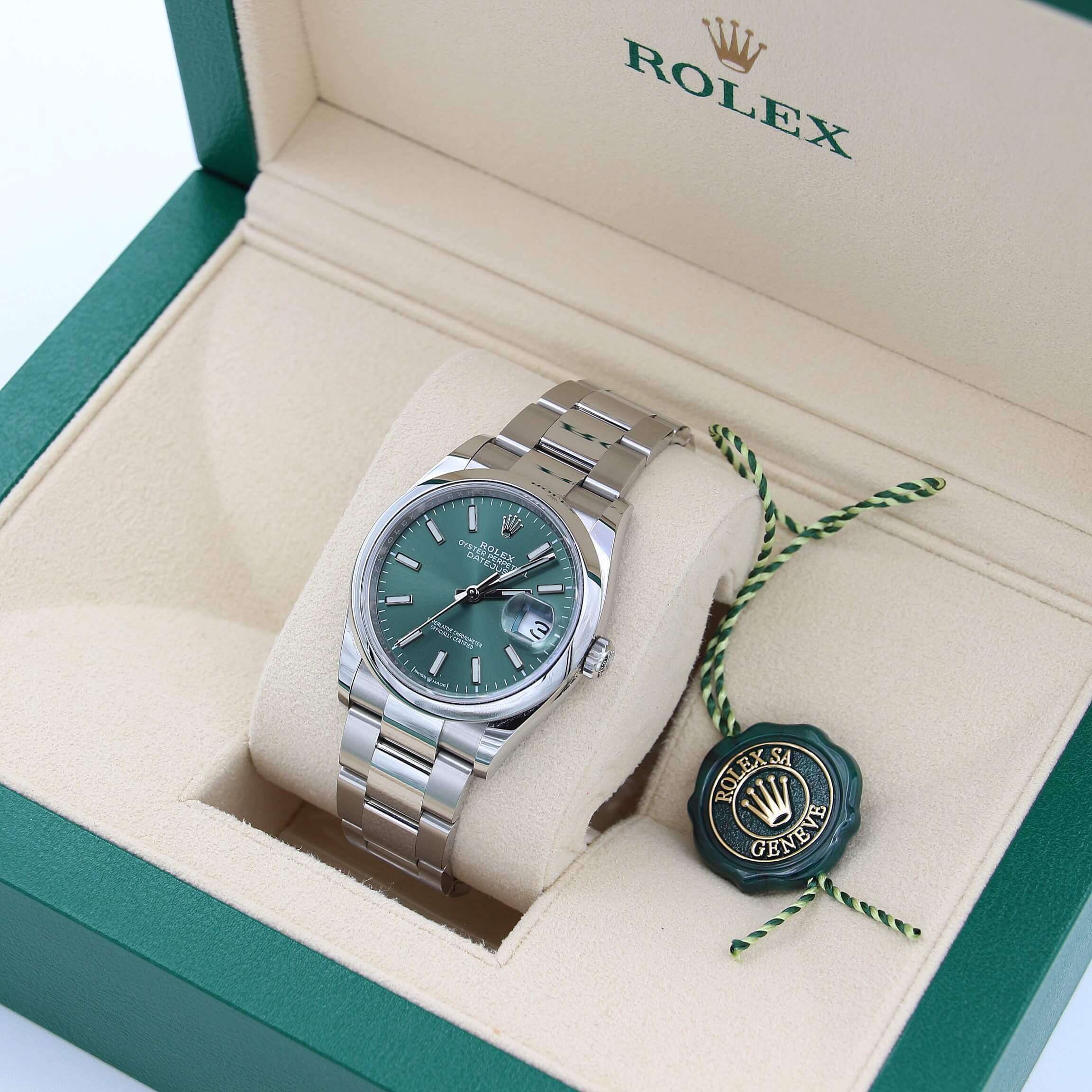 Buy Online Watch Rolex Datejust ref. 126200 Green Dial Full Set ...