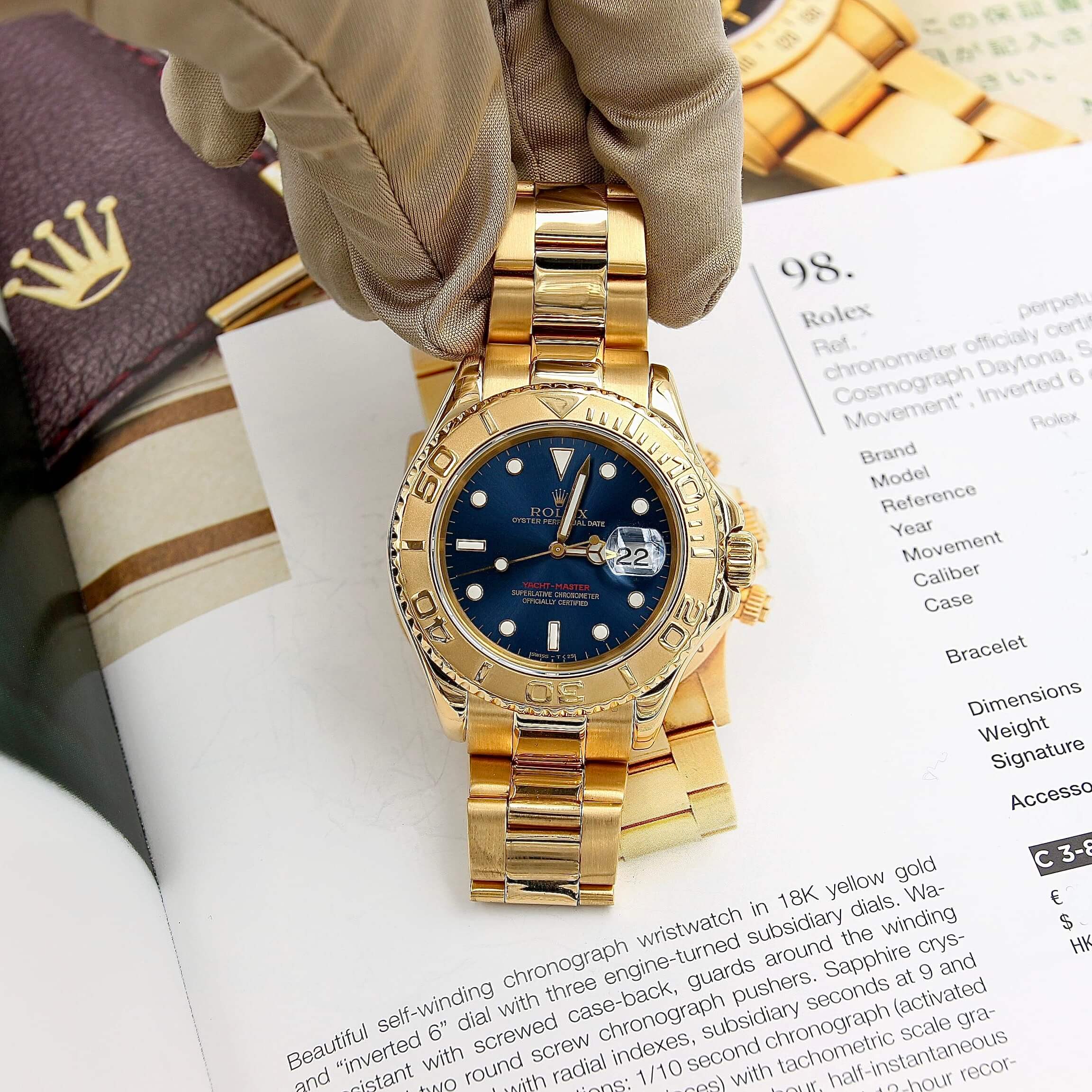 Rolex Yacht-Master ref. 16628 Blue Dial 18K Gold – Debonar Watches Sp ...